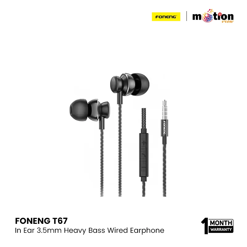 FONENG T67 In-Ear Metal Wired 3.5mm Earphone with Mic
